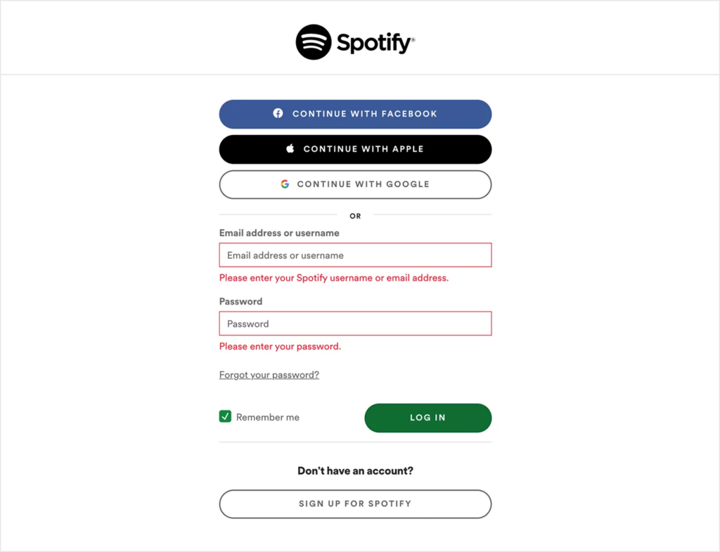 Spotify - Login Designer